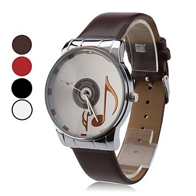 Women‘s Quartz Analog Musical Note Pattern Dial PU Band Wrist Watch ...
